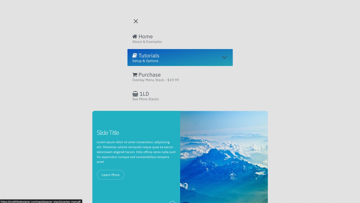 Overlay Menu Stacks Addon by One Little Designer Overlay Menu Stacks Addon by One Little Designer